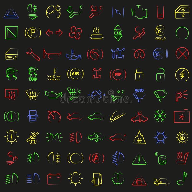 Farbtafel. Cockpit. Dashboard-Symbole Vektor Abbildung - Illustration ...