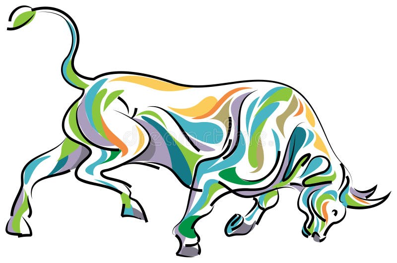 Skizze Eines Stiers in Schwarzweiss Lokalisiert Vektor Abbildung ...