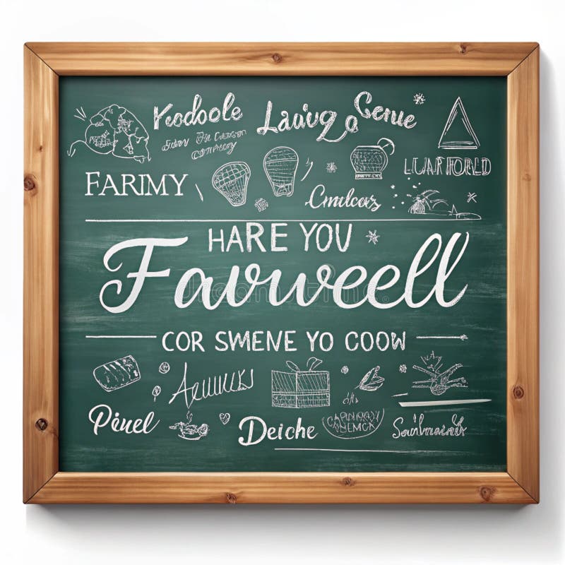 Farewell Chalkboard, Handwritten Script, Doodles Stock Image - Image of ...