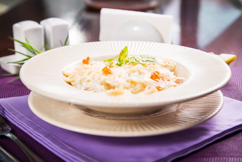 Farfalle with Basil and Caviar Stock Photo - Image of caviar ...