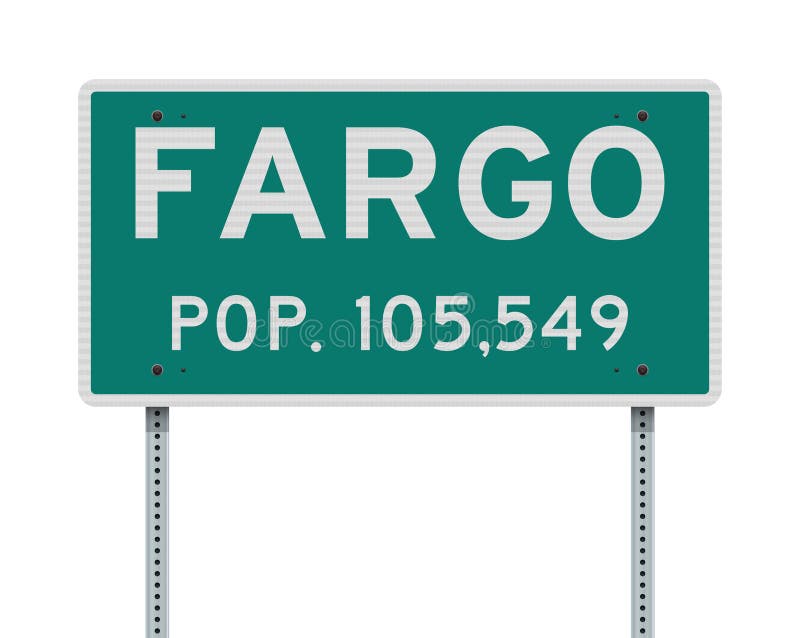 Fargo Road Sign Showing Population and Elevation Stock Illustration ...