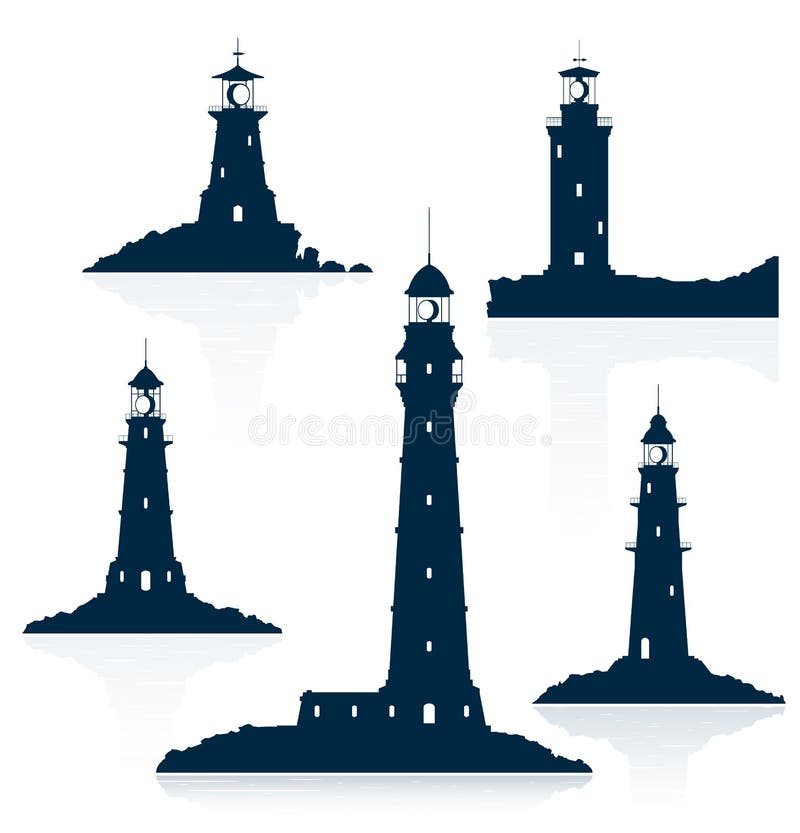 Fari Messi Isolati Su Bianco Illustrazione Vettoriale - Illustrazione ...