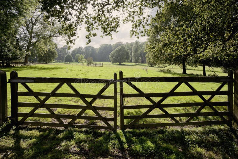 Open metal farm gate stock image. Image of landscape - 84165341