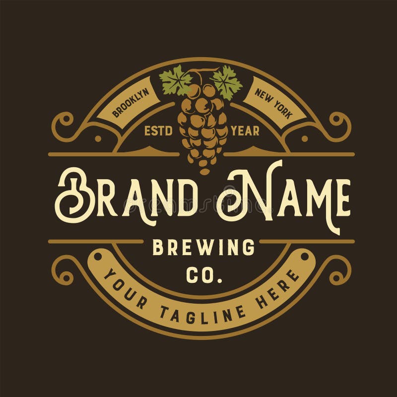 Brewing Vintage, Classic Logo Design Template Stock Vector ...