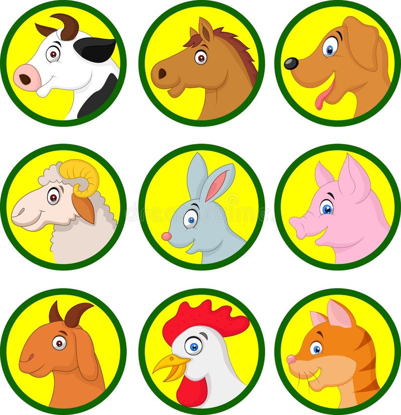 Farm Animal Cartoon Collection Stock Vector - Illustration of lamb ...