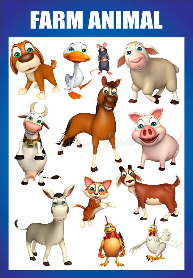 Farm animal chart stock illustration. Illustration of cute - 70014405