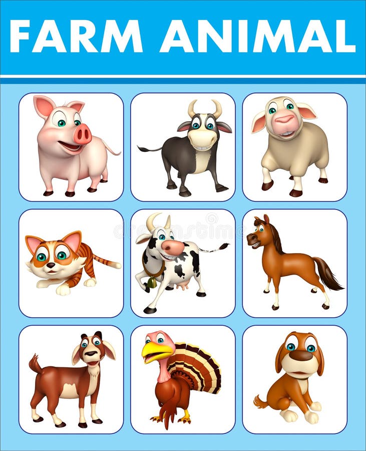 Farm animal chart stock illustration. Illustration of cartoon - 70015995