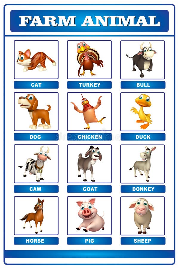Farm animal chart stock illustration. Illustration of cartoon - 70023386