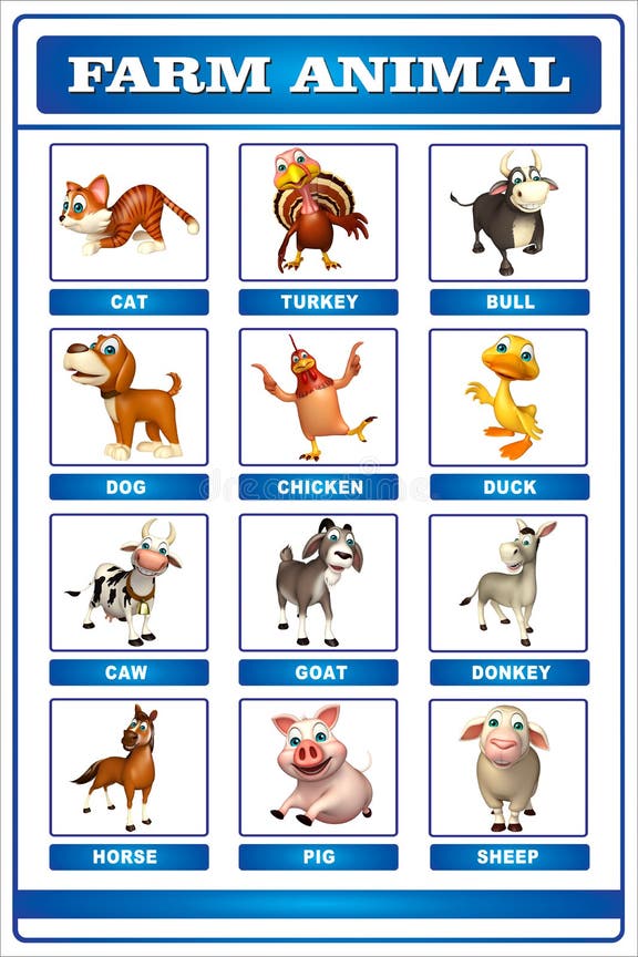 Farm animal chart stock illustration. Illustration of cartoon - 70023386