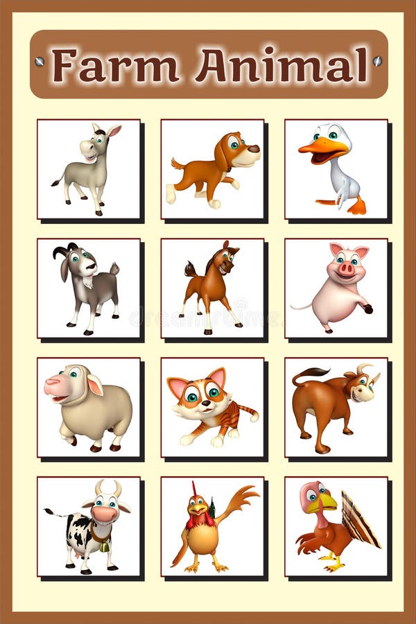 Farm animal chart stock illustration. Illustration of bull - 70023556