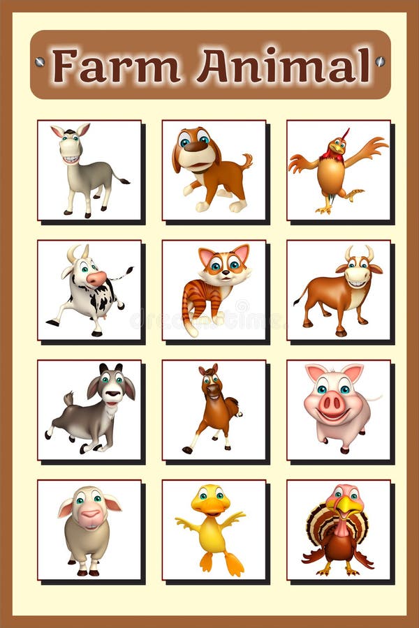 Farm animal chart stock illustration. Illustration of education - 70023818