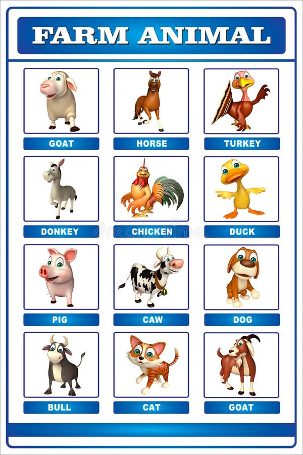 Farm animal chart stock illustration. Illustration of collection - 70024357