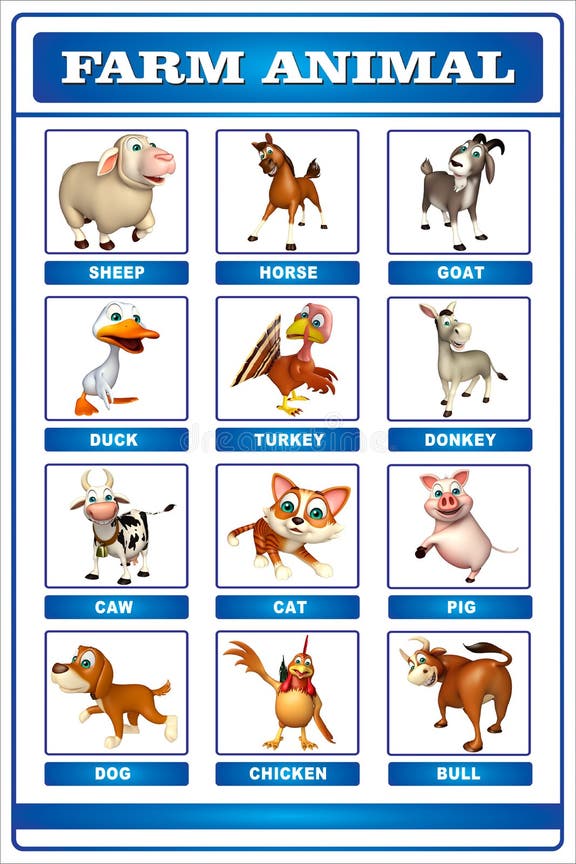 Farm animal chart stock illustration. Illustration of chicken - 70024376