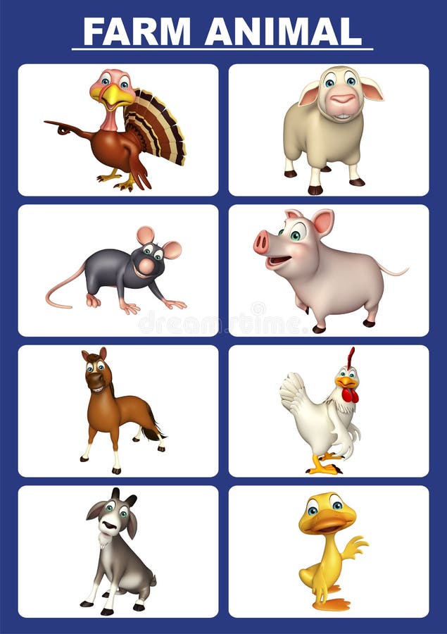 Farm animal chart stock illustration. Illustration of comic - 70062631