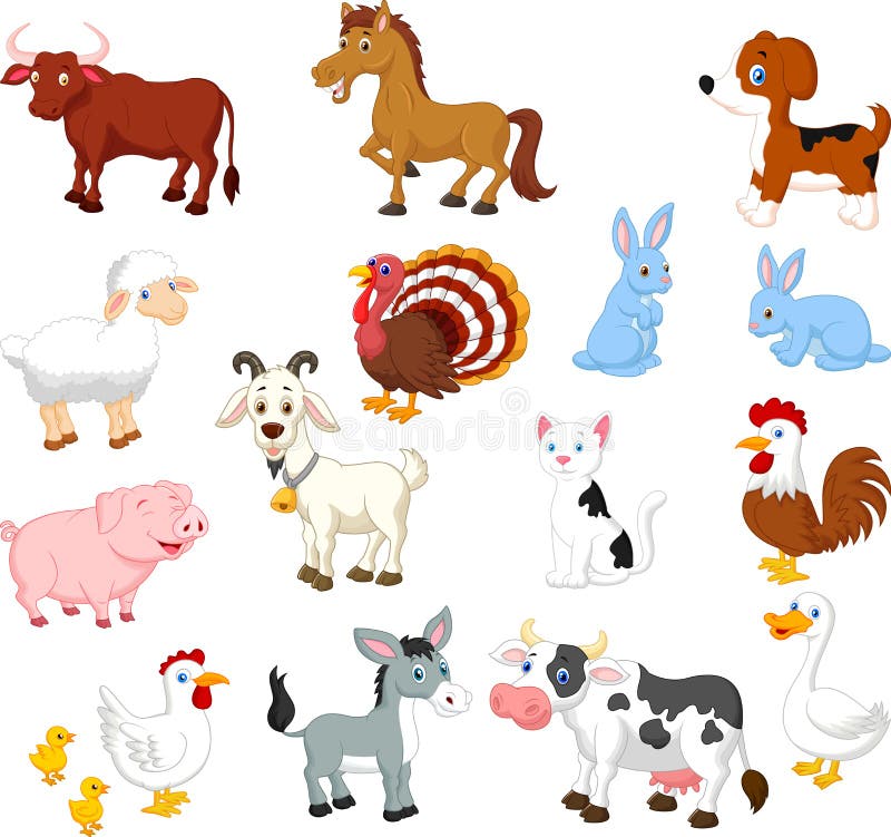Farm Animals Set Cartoon Illustration Stock Vector - Illustration of ...