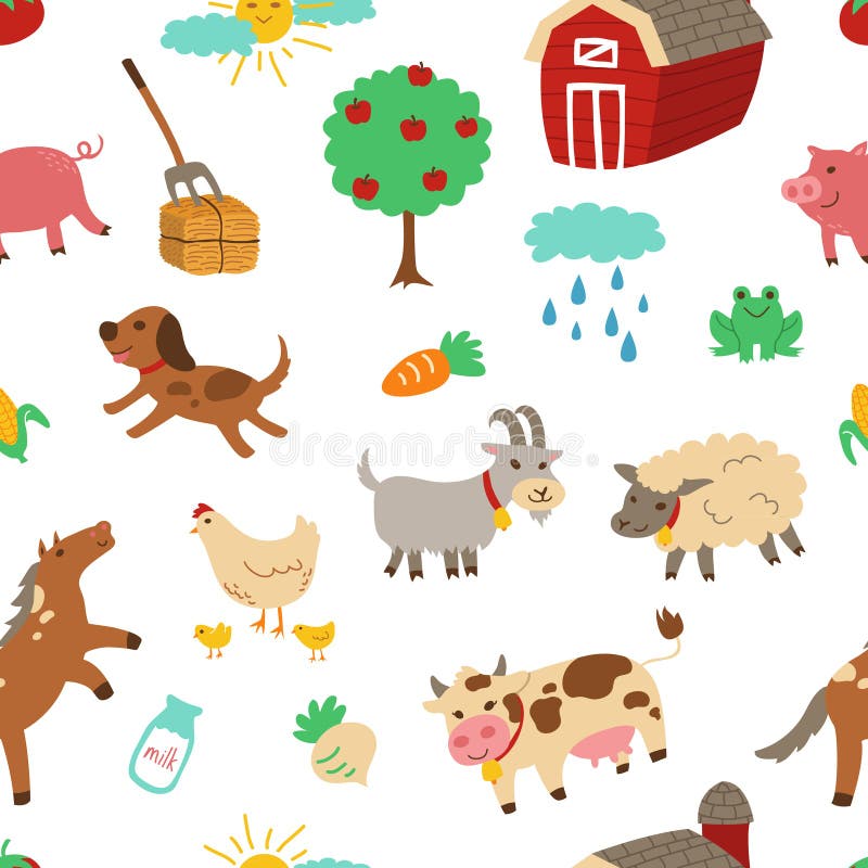 Farm Animal Background Vector Stock Illustrations – 162,507 Farm Animal ...