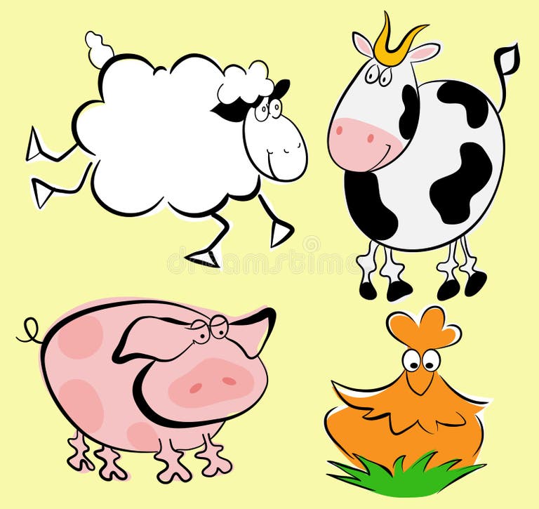 Farm Animals Lamb Calf Stock Illustrations – 707 Farm Animals Lamb Calf ...