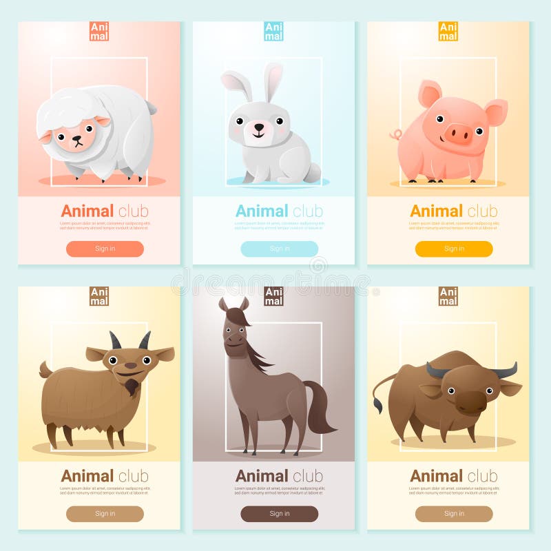 Farm Animals Banner for Web Design Stock Vector - Illustration of ...