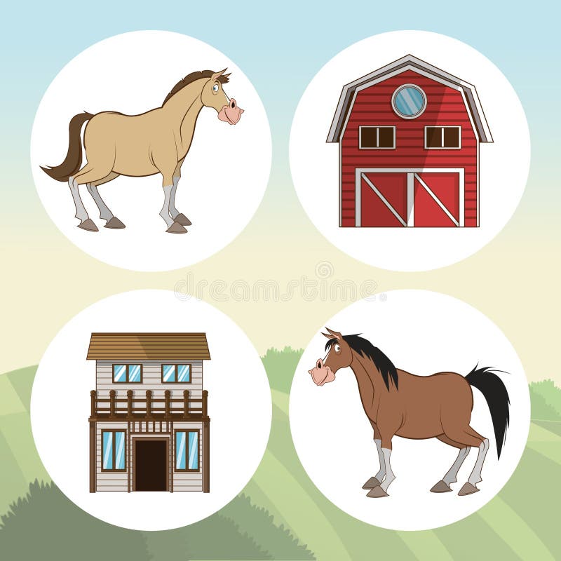 Farm Animals Cartoons, Vector Illustration Stock Vector - Illustration ...