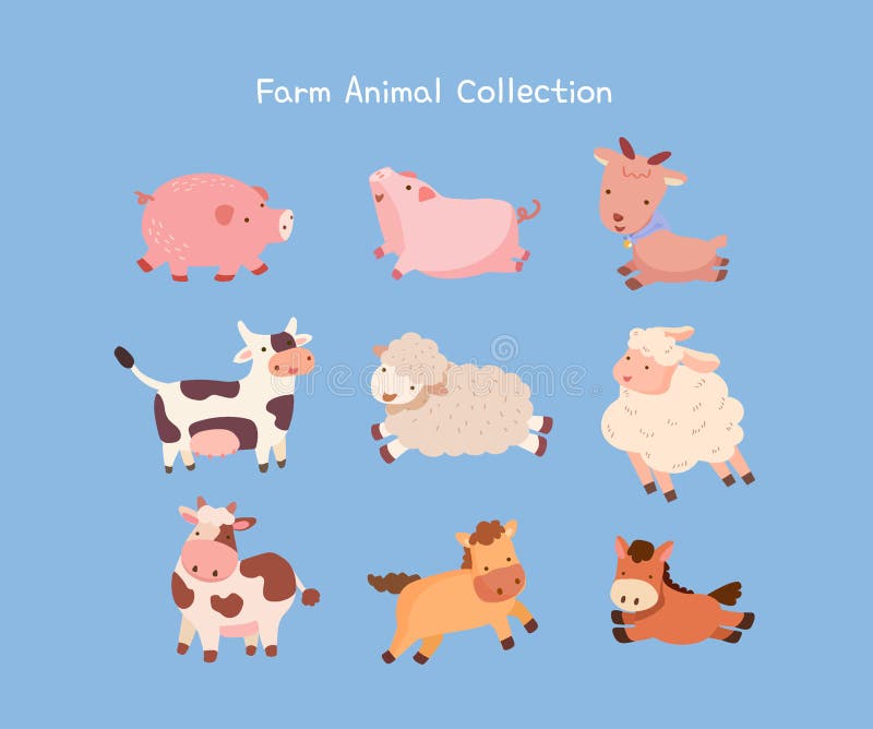 Farm Animals Collection, Vector Illustrations, Vector Illustration ...