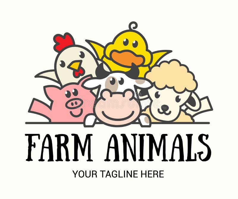 Farm Animals Funny Logotype Concept. Ranch Various Animals Sign Stock ...