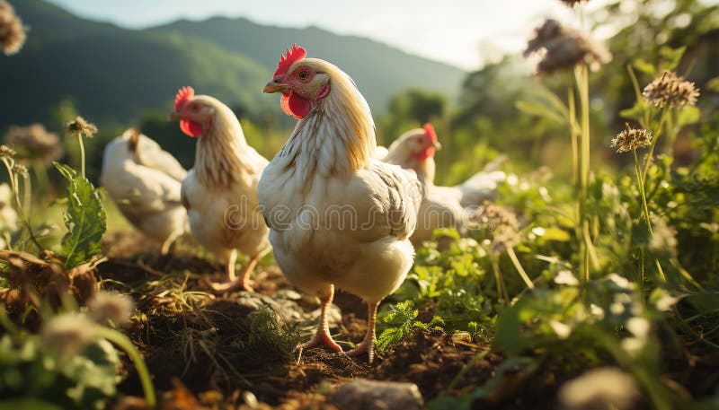 Farm Animals Grazing in the Meadow Under the Warm Sunlight Generated by ...