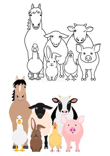 Farm Animals Border Line Art Stock Illustrations – 57 Farm Animals ...