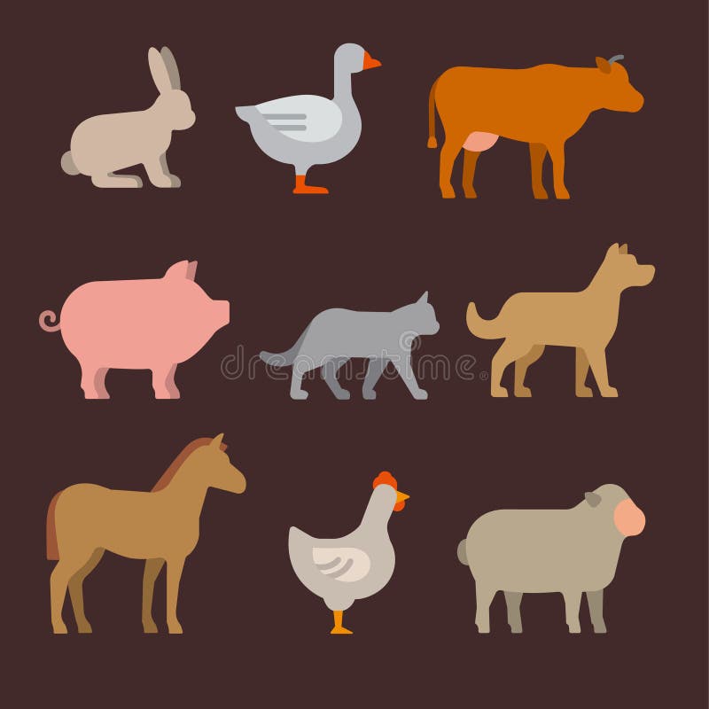 Farm animals icons stock vector. Illustration of simple - 147999527