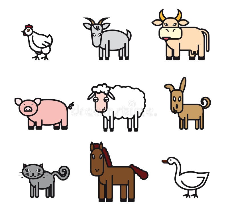 Farm animals icons stock vector. Illustration of ruminant - 48599746