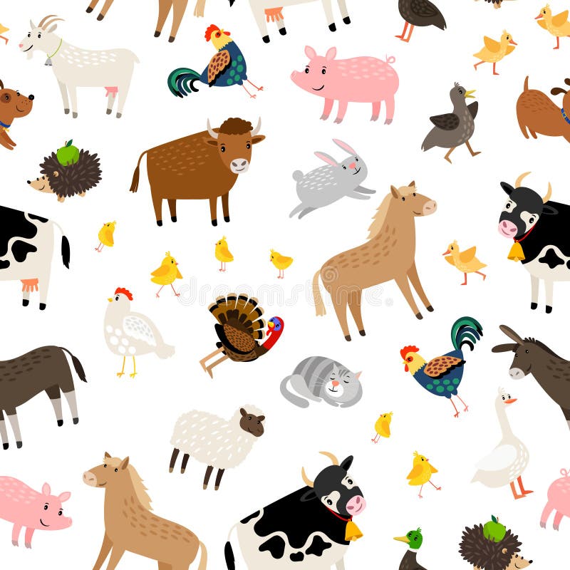 Farm animals pattern stock vector. Illustration of horse - 128320319