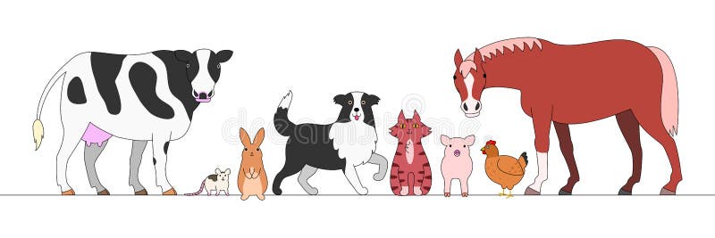Farm animals in a row stock vector. Illustration of copy - 65888199