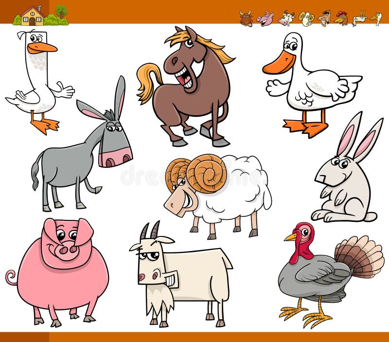 Farm Animals Set Cartoon Illustration Stock Vector - Illustration of ...