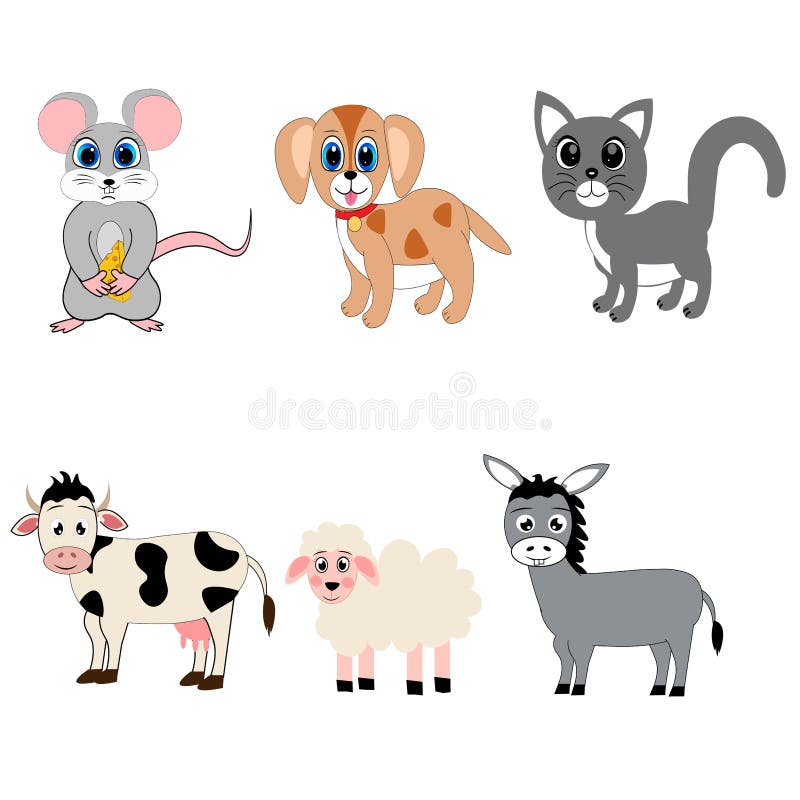 Farm Animals Set , Cartoon Vector Illustration Character Vector Stock ...