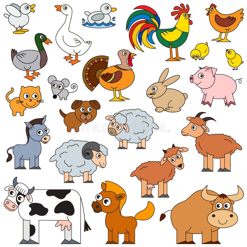 Farm Animals set colorful. stock vector. Illustration of baby - 89832084