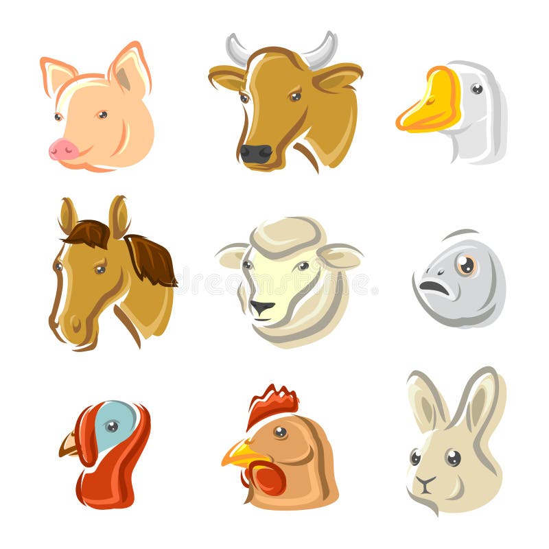 Farm animals set. Vector stock vector. Illustration of fish - 32517689