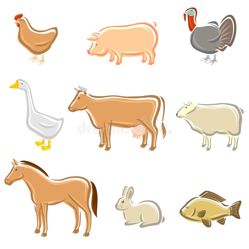 Farm animals set. Vector stock vector. Illustration of fish - 32517689