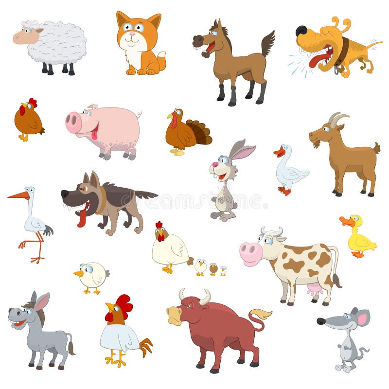 Farm animals set stock vector. Illustration of comic - 33702984