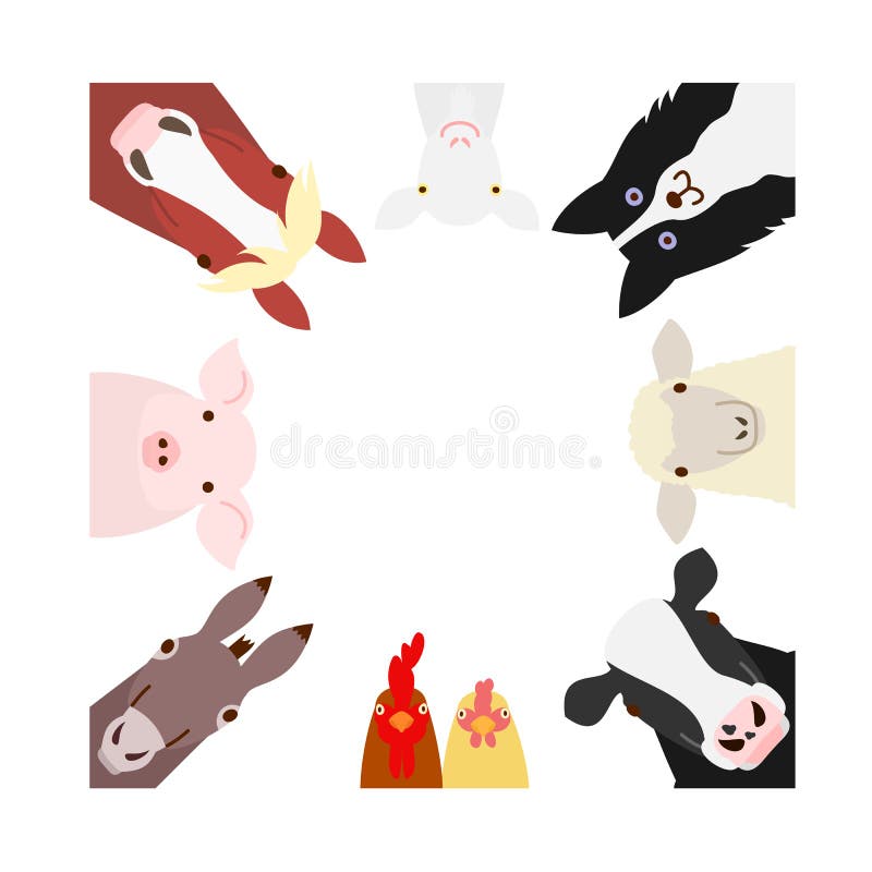 Farm animals square frame stock vector. Illustration of simple - 78360486