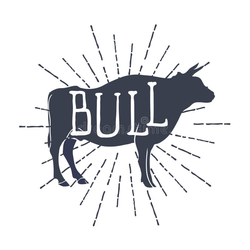 Farm Animals, Vector Icons. Silhouette of Bull Stock Vector ...