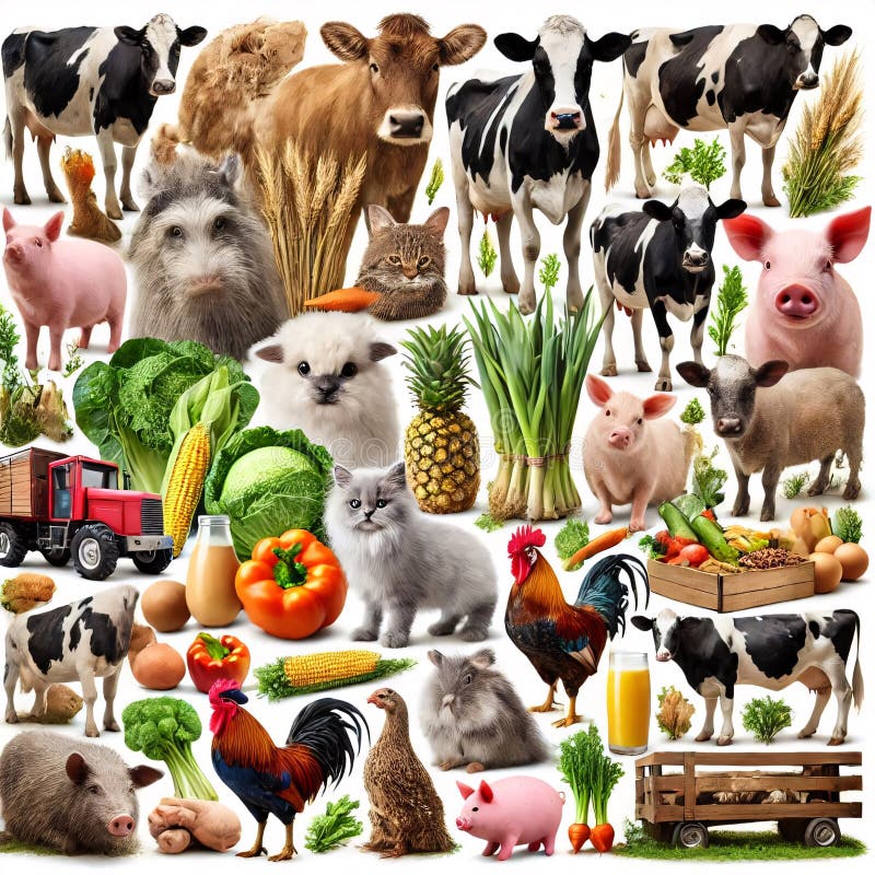 Farm Animals and Vegetables Generative for AI Stock Illustration ...
