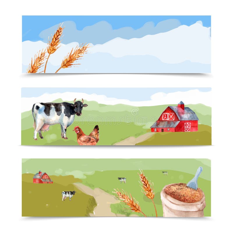 Farm Banners Set stock vector. Illustration of agricultural - 209796246