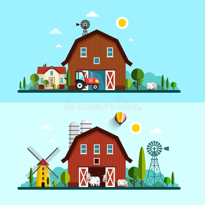 Red Barn Windmill Stock Illustrations – 557 Red Barn Windmill Stock ...
