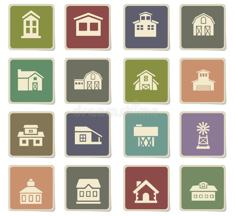 Farm building icon set stock illustration. Illustration of yard - 89848847