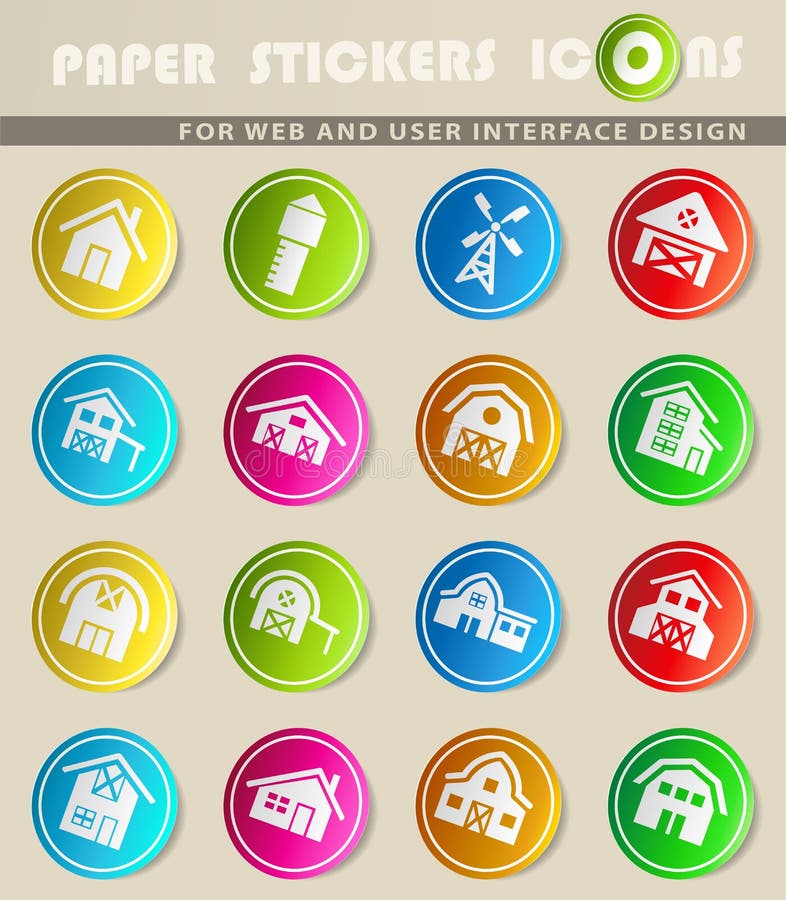 Farm building icon set stock vector. Illustration of paddock - 88039325