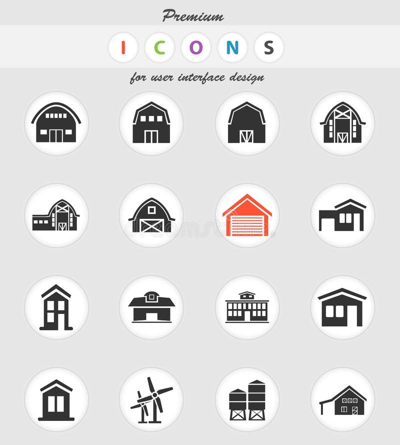 Farm building icon set stock vector. Illustration of farming - 122793326