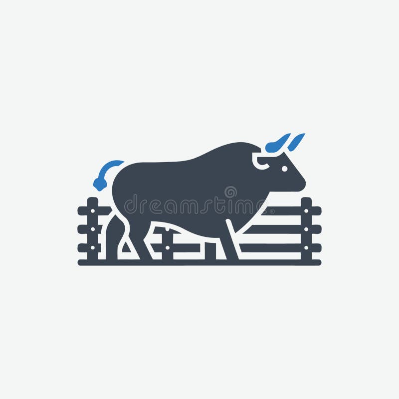 Farm Bull Fence icon stock vector. Illustration of farm - 346302212