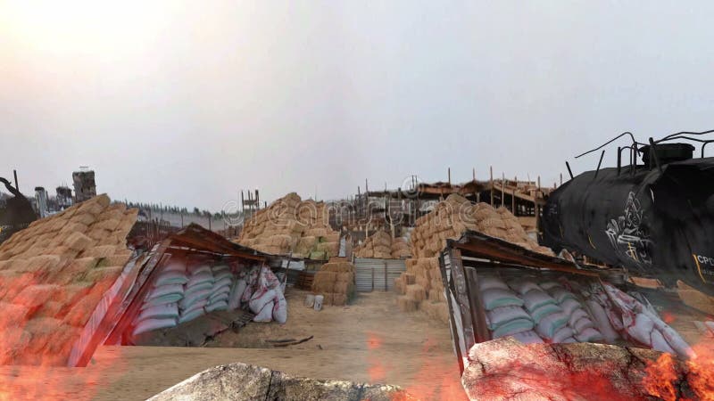 Burning Tank on Destroyed after War City Street 4K Stock Footage ...