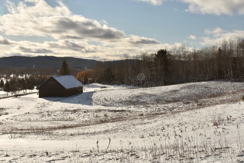 Farm in the Canadian Winter in December. Stock Image - Image of ...