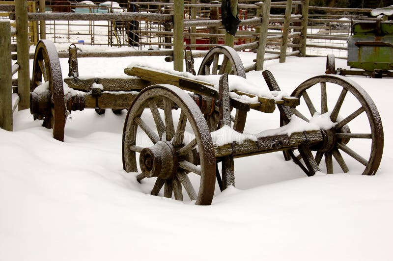 Antique Wood Wagon Wheel Carriage Cart at Old Farm Stock Photo - Image ...