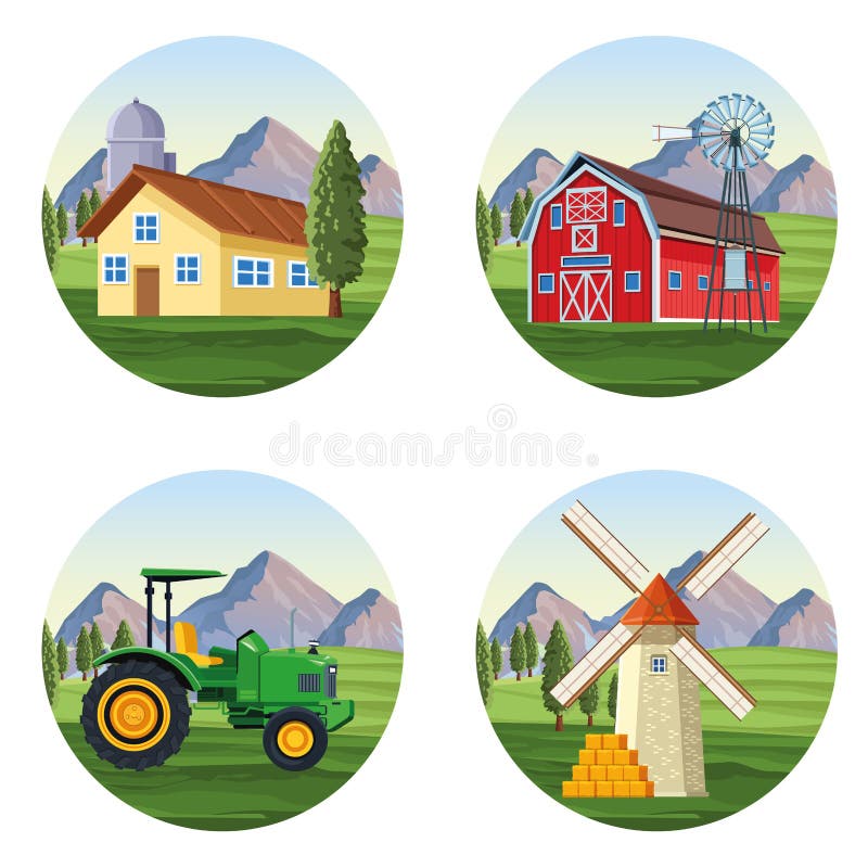 Farm cartoons set stock vector. Illustration of premium - 135023198